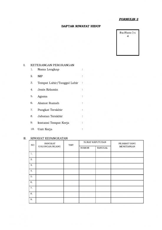 Lampiran Ii Drh F2 | File - Daftar Riwayat Hidup Id 15670