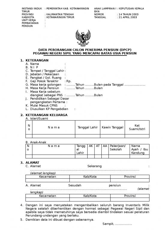 Form Pensiun, Mpp, Dpcp, Etc Final
