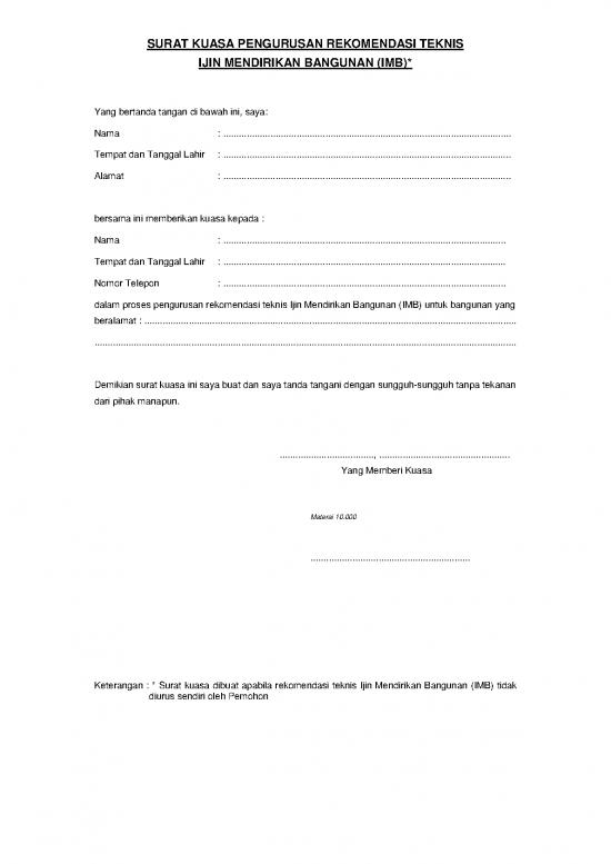 File - Surat Keterangan Id 14986 | Formulir Rekomendasi Teknis Imb