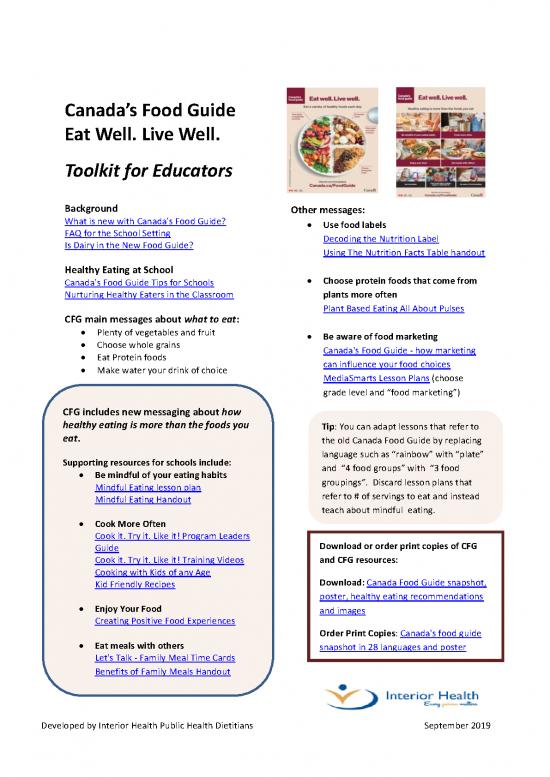 Nutrition Therapy Pdf 148273 | Canada Food Guide Cfg Toolkit