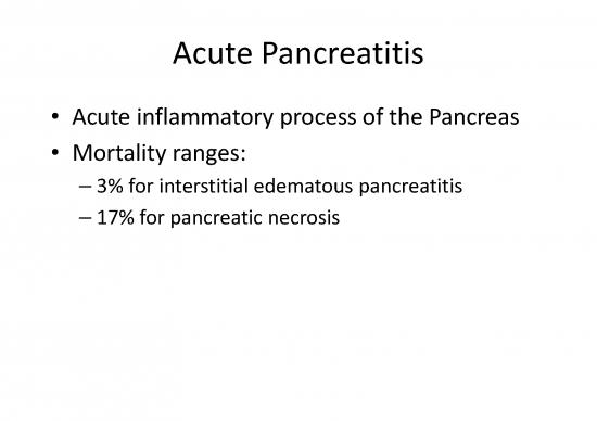Management Of Acute Pancreatitis