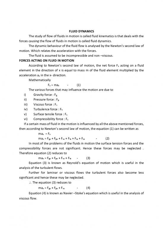 Dynamics Pdf 158107 | 18 Me 402 Unit 4 Fluid Dynamics