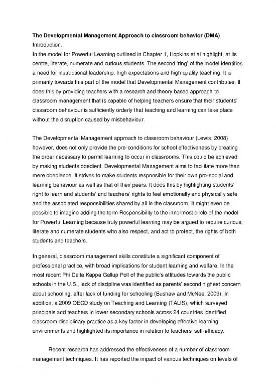 Classroom Management Pdf 156635 | Developmental Management Approach To ...