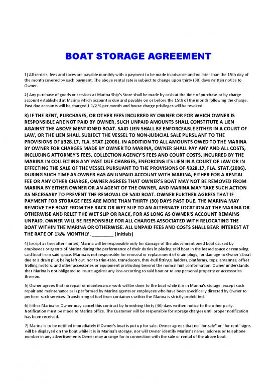 Boat Pdf 157339 | Dockage Storage Agreement Sm