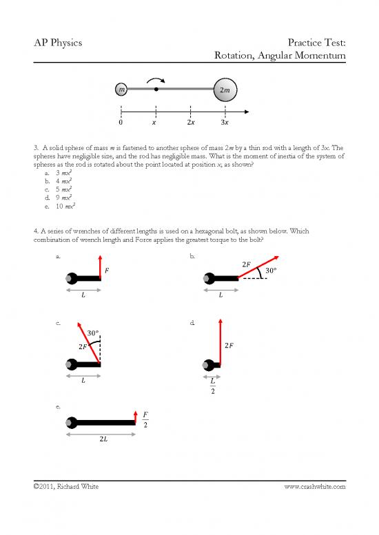 Calculus Pdf 158245 | Practice Test 6 Rotation Angular Momentum