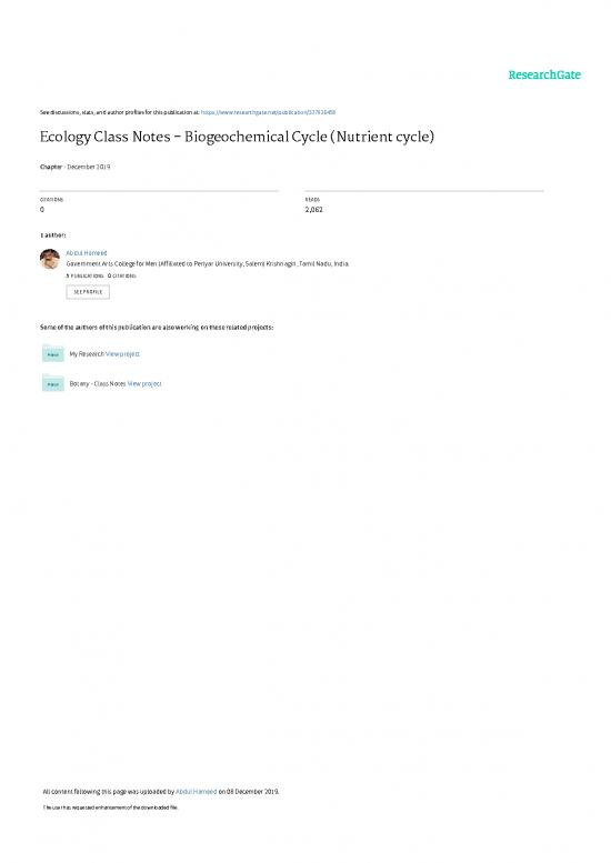 Ecology Pdf 160779 | Ecologyclassnotes Biogeochemicalcycles