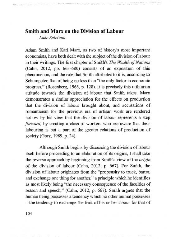 Production Pdf 160401 | Smith And Marx On The Division Of Labour