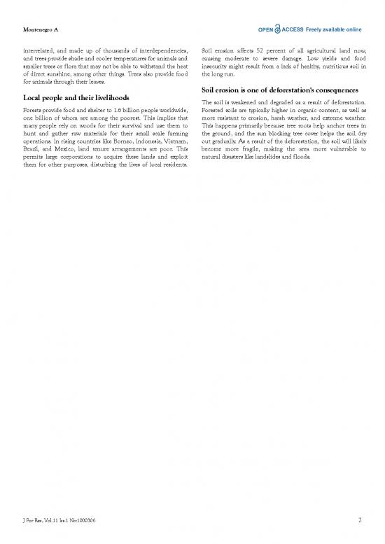 Note On Causes And Effects Of Deforestation