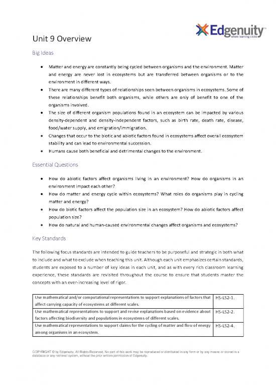 Ecology Pdf 161133 | Sample Unit Intro To Ecology Science Biology
