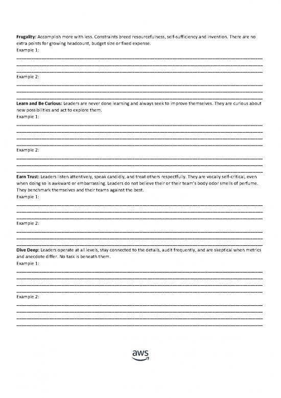 Leadership Pdf 162551 | Aws Leadership Principle Worksheet