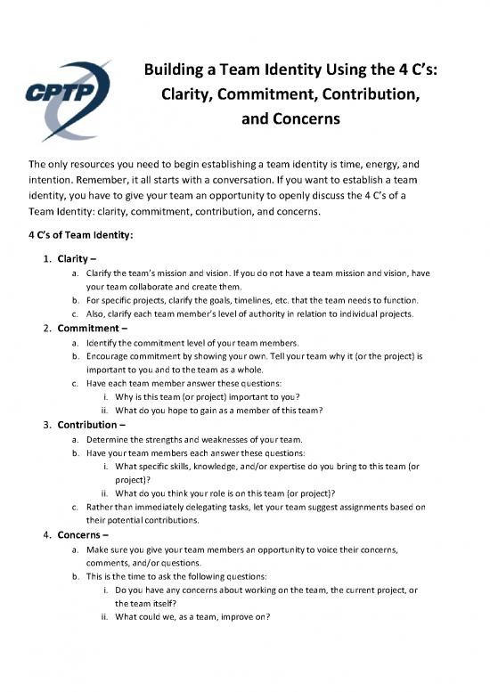 4 Cs Of Team Identity