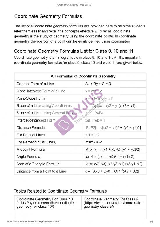 Geometry Pdf 168372 | Act Formulas Coordinate Geometry Geometry Pdf 168372 | Act Formulas Coordinate Geometry