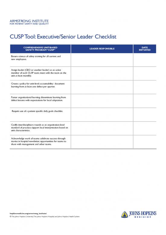 Executive Senior Leadership Checklist