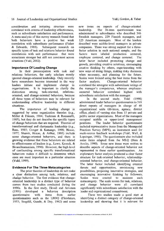 Leadership Pdf 164493 | Yukl Et Al 2002 Hierarchical Taxonomy Of Leadership Behavior