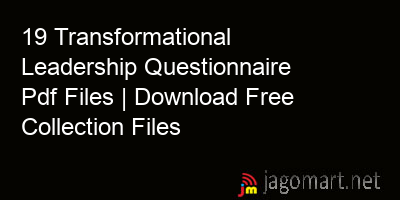 19 Transformational Leadership Questionnaire Pdf Files | Download Free ...