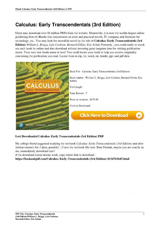 Calculus Pdf 168715 Calculus Early Transcendentals 3rd Edition By