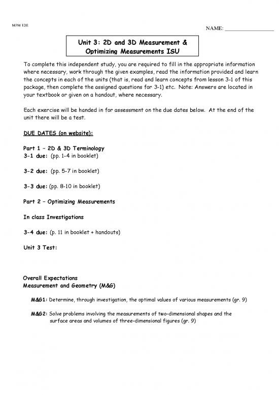 Measurements Pdf 166795 | Unit 3 Isu 2d And 3d Geometry