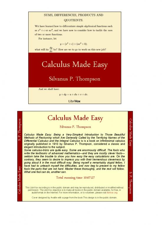 Calculus Pdf 169110 | Calculusmadeeasy 1608 Calculus Pdf 169110 | Calculusmadeeasy 1608