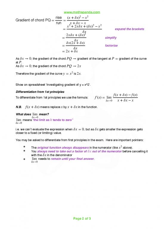 Calculus Pdf 170579 | Differentiating From First Principles Lesson