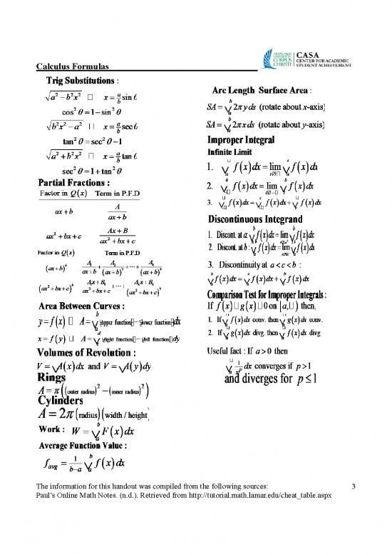 Calculus Pdf 170775 | Calculus Formula Sheet