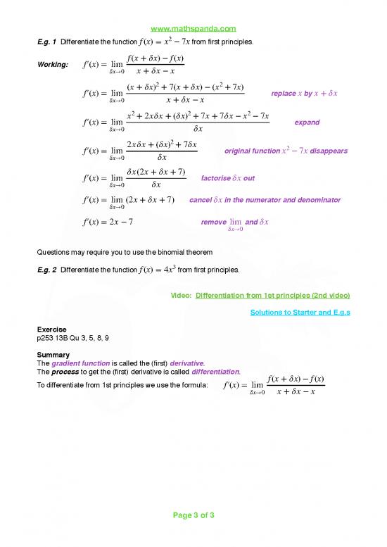 Calculus Pdf 170579 | Differentiating From First Principles Lesson