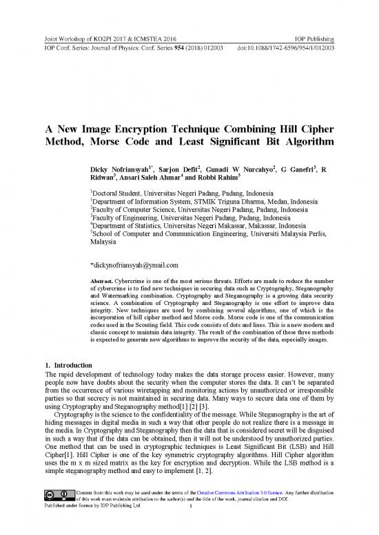 A New Image Encryption Technique Combining Hill Cipher Method Morse