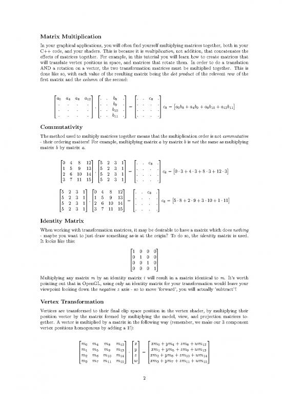 Matrix Pdf 174139 | Tutorial 2 Vertex Transformation