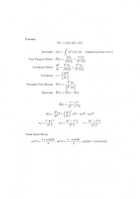 Surface Integral Pdf 173749 | Finalcheatsheet