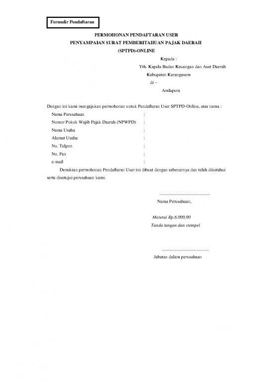 1497492532 Formulir Pendaftaran Sptpd Online (2) | File - Surat ...
