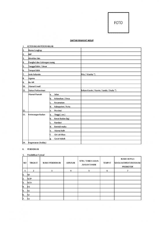 6380c C5524 Format Drh | File - Daftar Riwayat Hidup Id 15876