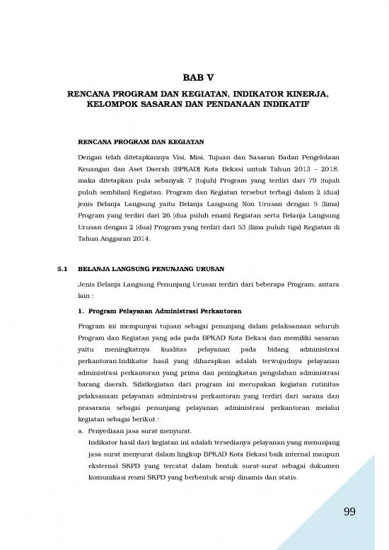Bab V Rencana Program Dan Kegiatan Indikator Kinerja Kelompok Sasaran ...