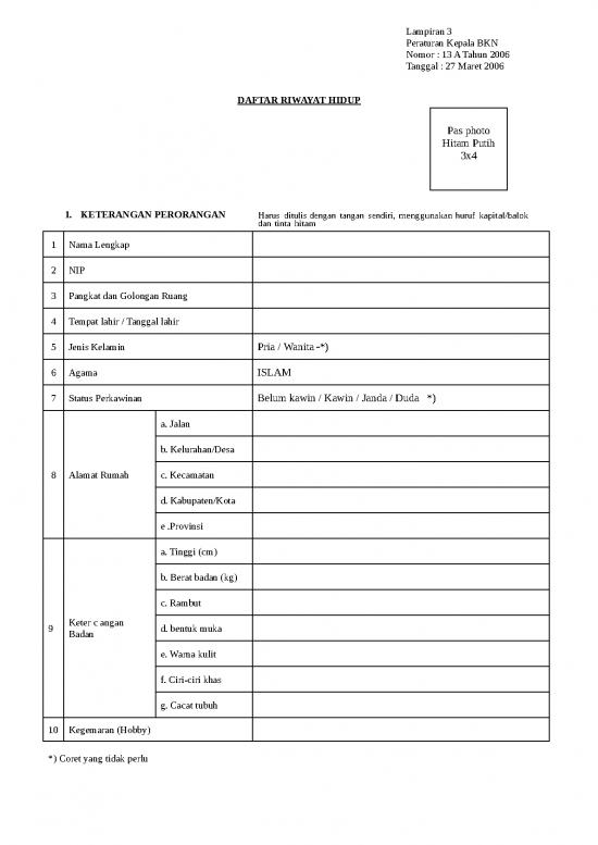 Blangko Drh 2006 | File - Daftar Riwayat Hidup Id 15952