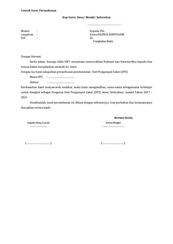 Contoh Surat Permohonan Upz | File - Surat Permohonan Id 16452
