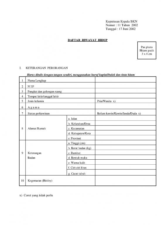 Format Drh | File - Daftar Riwayat Hidup Id 15965
