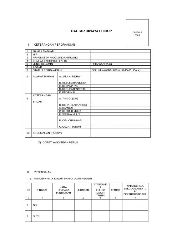 Lampiran Iii Daftar Riwayar Hidup Drh | File - Daftar Riwayat Hidup Id ...
