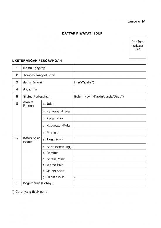 Lampiran Iv Daftar Riwayat Hidup Drh | File - Daftar Riwayat Hidup Id 15804