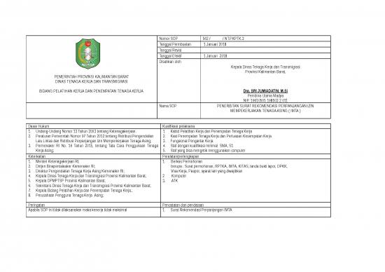 Surat Izin Id 16486 | Sop Rekom Imta