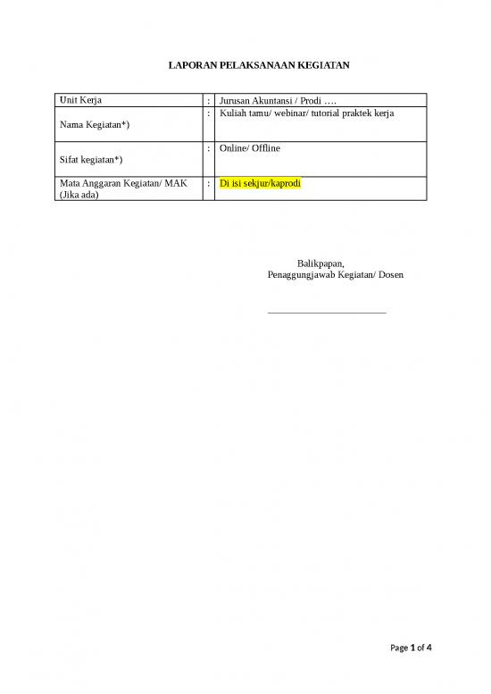 Contoh Format Laporan Kegiatan | File - Laporan Kegiatan Id 17276