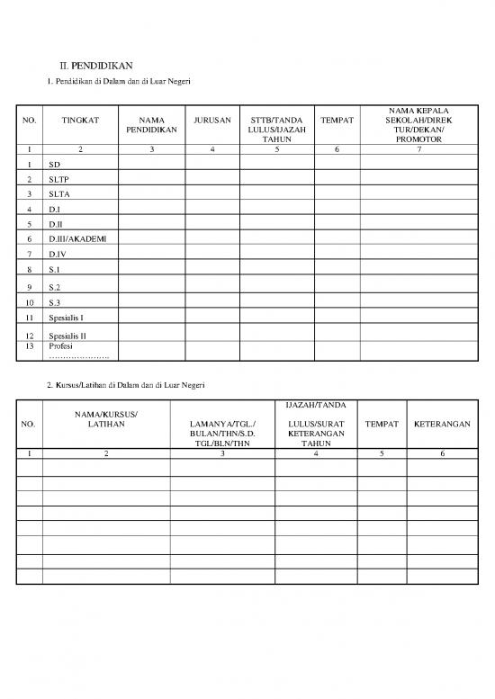 Format Drh | File - Daftar Riwayat Hidup Id 15965