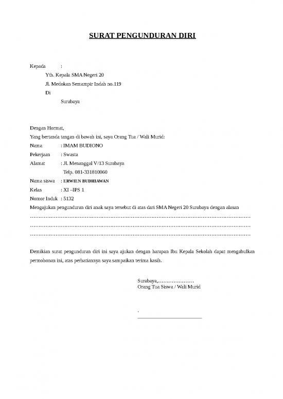 Surat Pengunduran Diri Edit | File - Surat Pengunduran Diri Id 16908