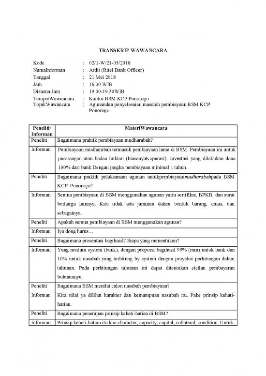 Transkrip Wawancara 212116024 | Laporan - Transkrip Wawancara Id 16369