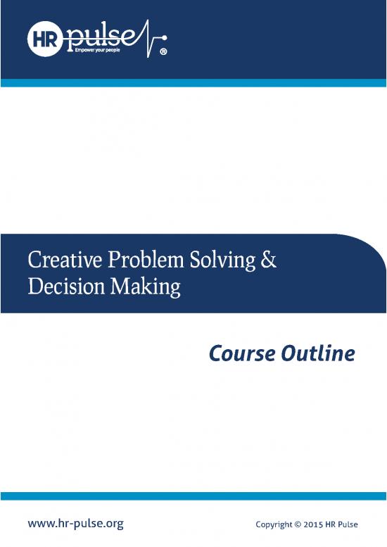 Creative Problem Solving Decision Making