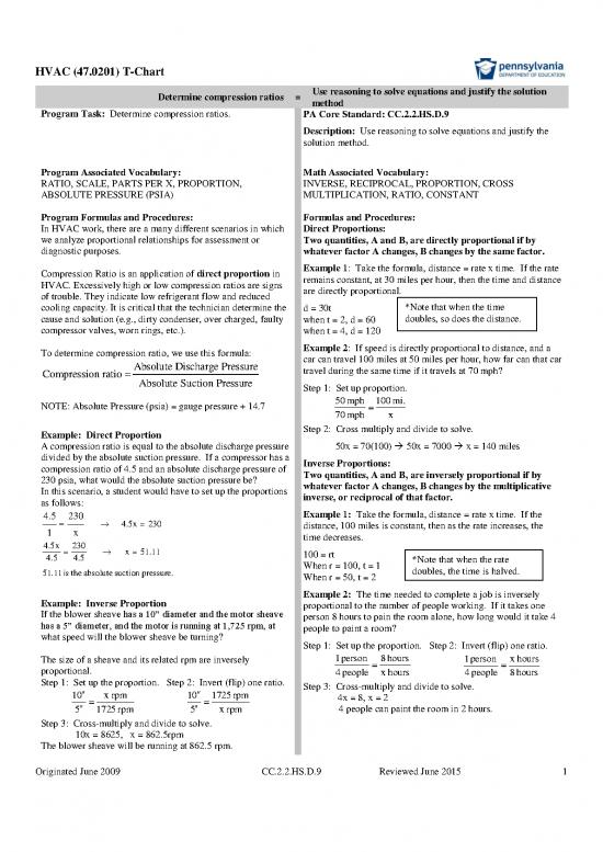 Hvac T Chart Solve Proportional Problems