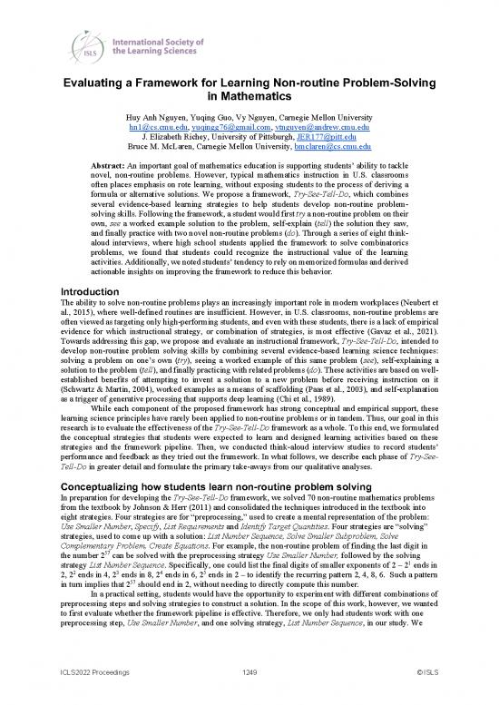Problem Solving Strategies Pdf 176496 Icls2022 Evaluatingframework