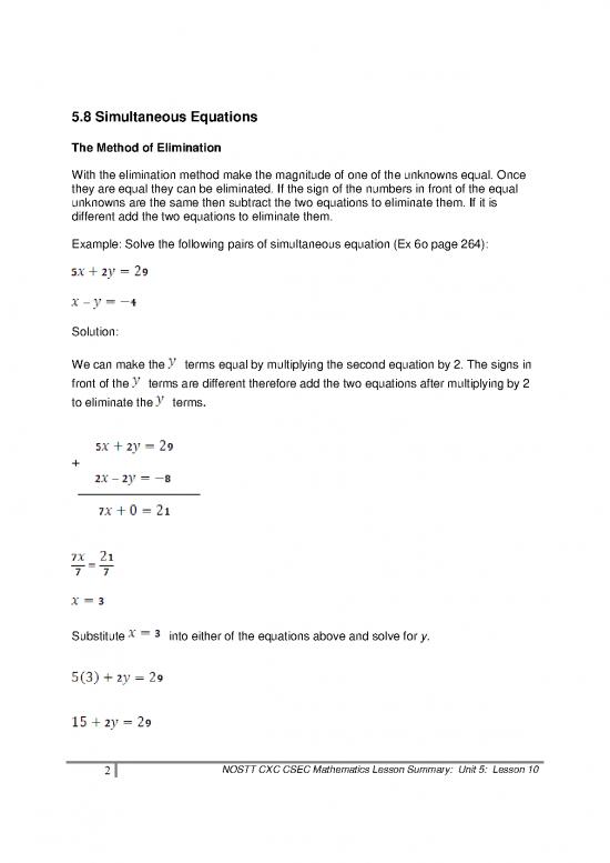 Solved Problems Pdf 176272 | Lesson 10 Simultaneous Equations And Inequalities
