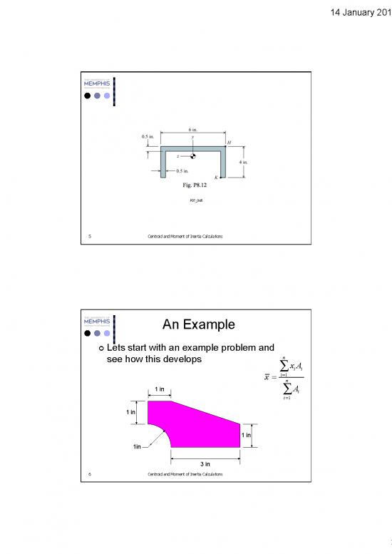 Centroids And Moment Of Inertia Calculation Centroids And Moment Of Inertia Calculation