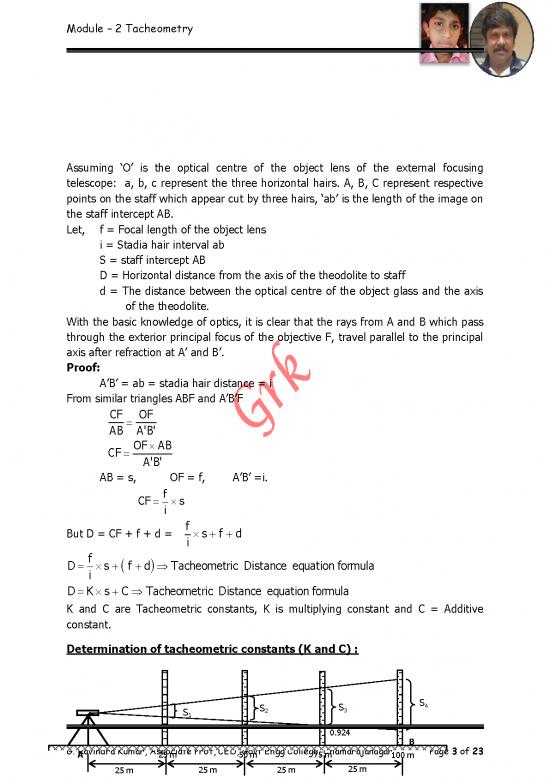 Horizontal Distance Measurement In Surveying 175339 | Module 2 Tacheometry