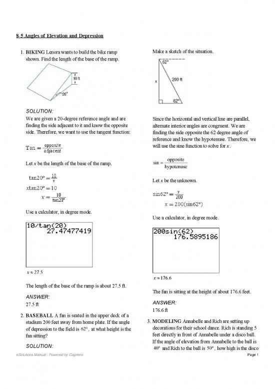 8 5 Angles Of Elevation And Depression