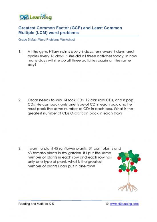 Grade 5 Gcf Lcm Word Problems A