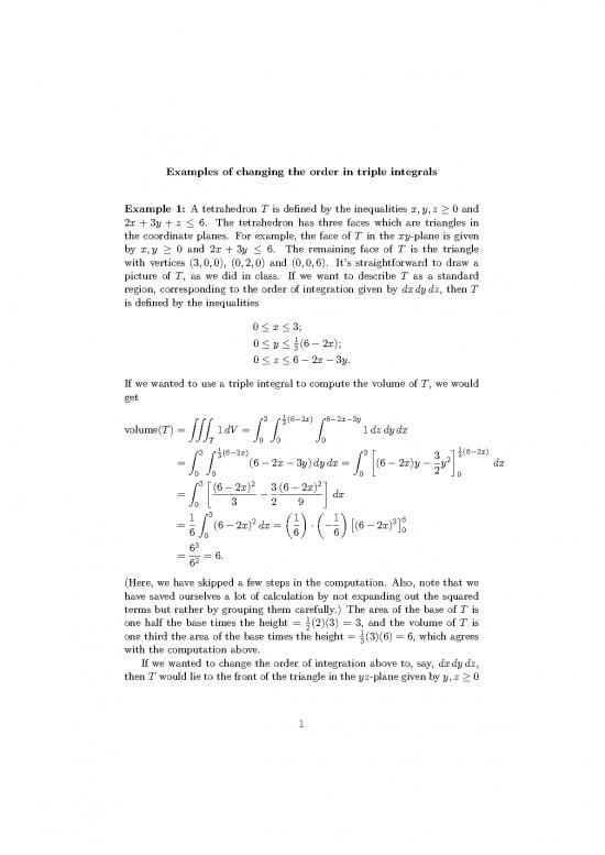 Triple Integral Examples